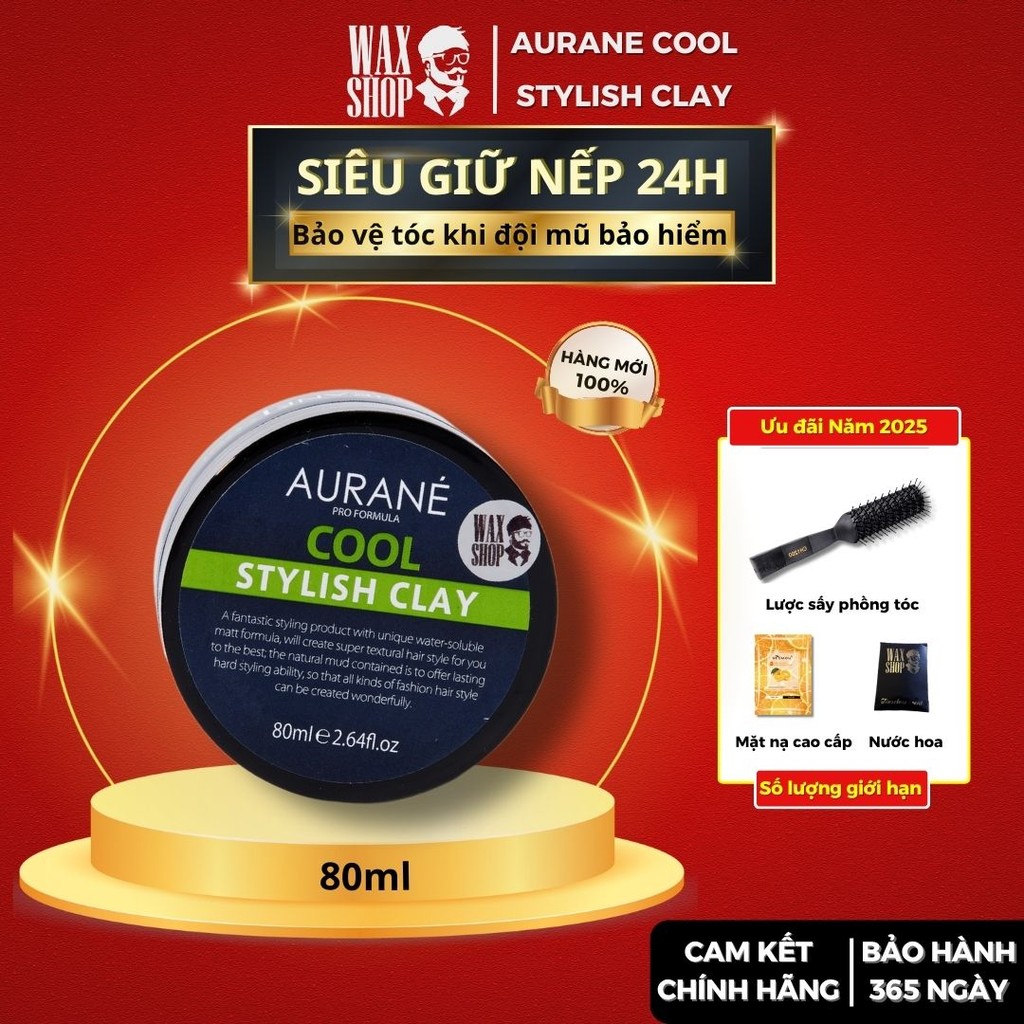 Sáp vuốt tóc nam Aurane Cool Stylish Clay chính hãng gel, wax giữ nếp ...