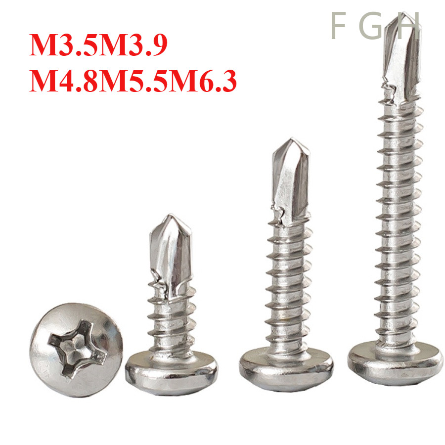 [Fgh-y] Vít tự khoan pake đầu tròn inox 410 M3.5 M3.9 M4.8 M5.5 M6.3 | Shopee Việt Nam