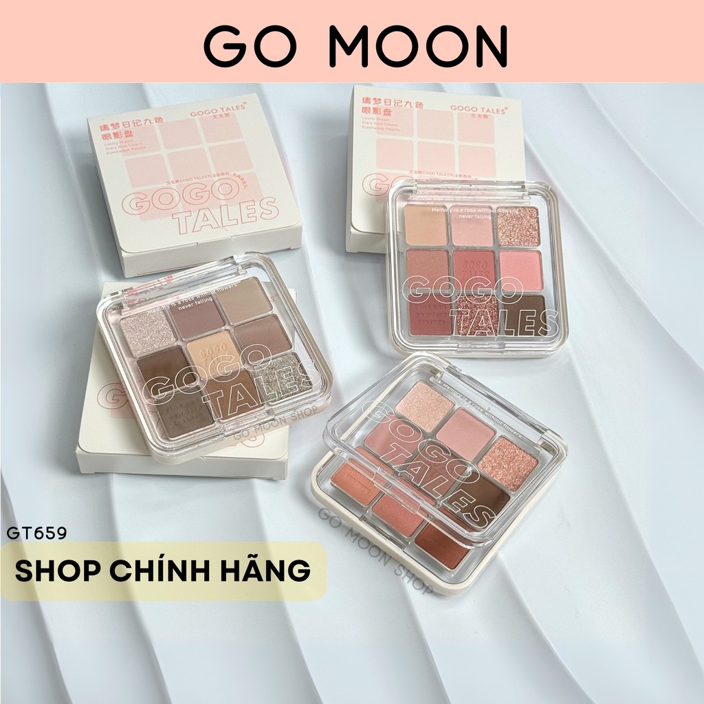 Bảng Phấn Mắt GOGO TALES 9 Ô GT659 Nhũ Lì Trang điểm mắt Tone hồng khói ...