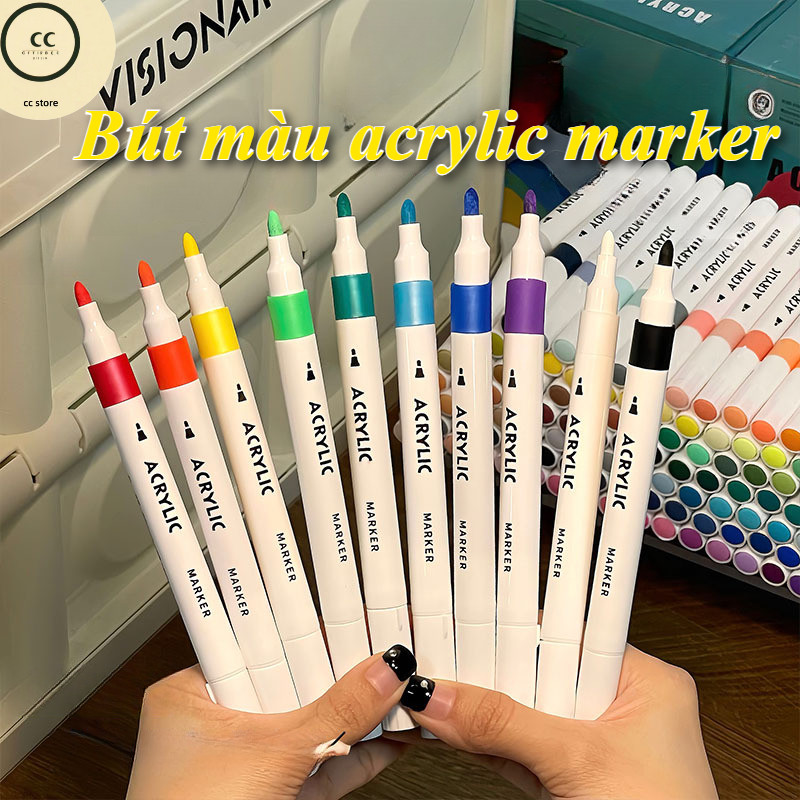 Bút màu acrylic marker 12/24/36/48/60/80,Bút Màu Acrylic Marker Không Lem,ko lem trên giấy ...