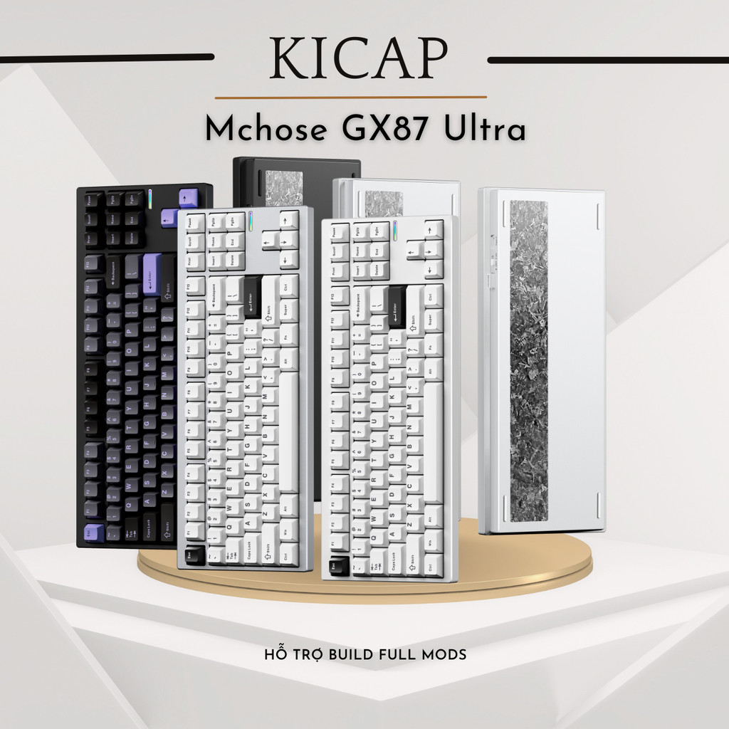 Bàn phím cơ Mchose GX87 ultra Catch Ball QMK/VIA bản quốc tế 3 chế độ kết nối, có tạ, RGB ...