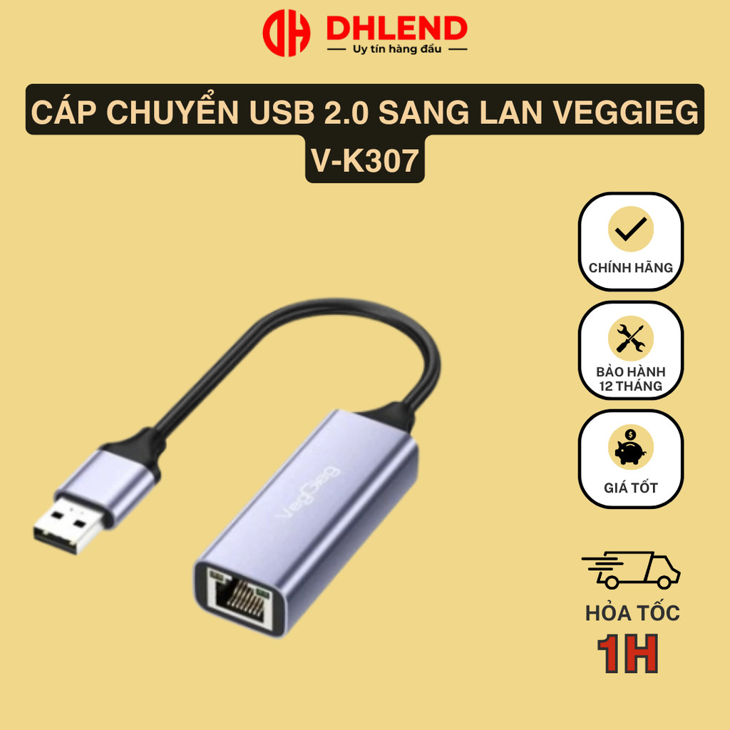 MẪU MỚI - Cáp Chuyển USB 2.0 sang LAN VEGGIEG V-K307 | Shopee Việt Nam