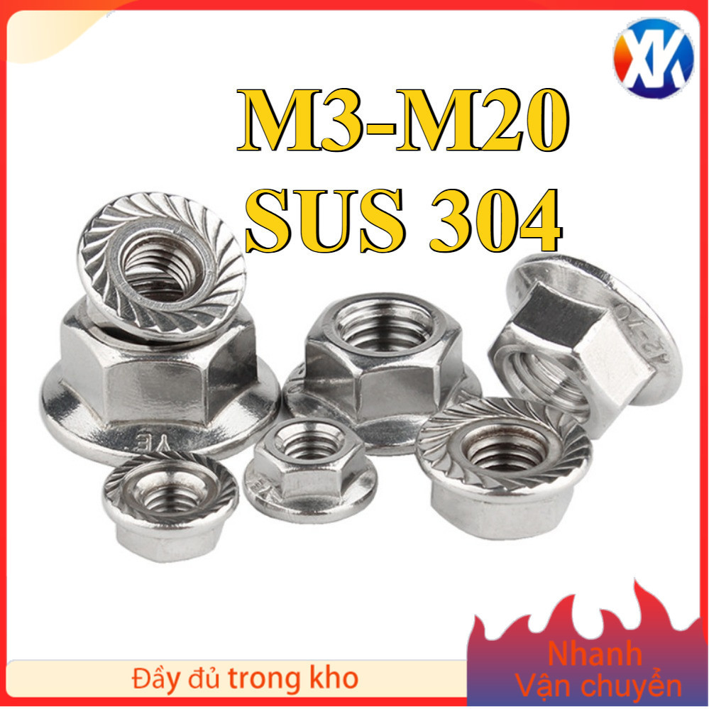 đai ốc, ecu liền long inox 304 (ê cu)/Đai ốc liền phẳng /Đai ốc mặt ...