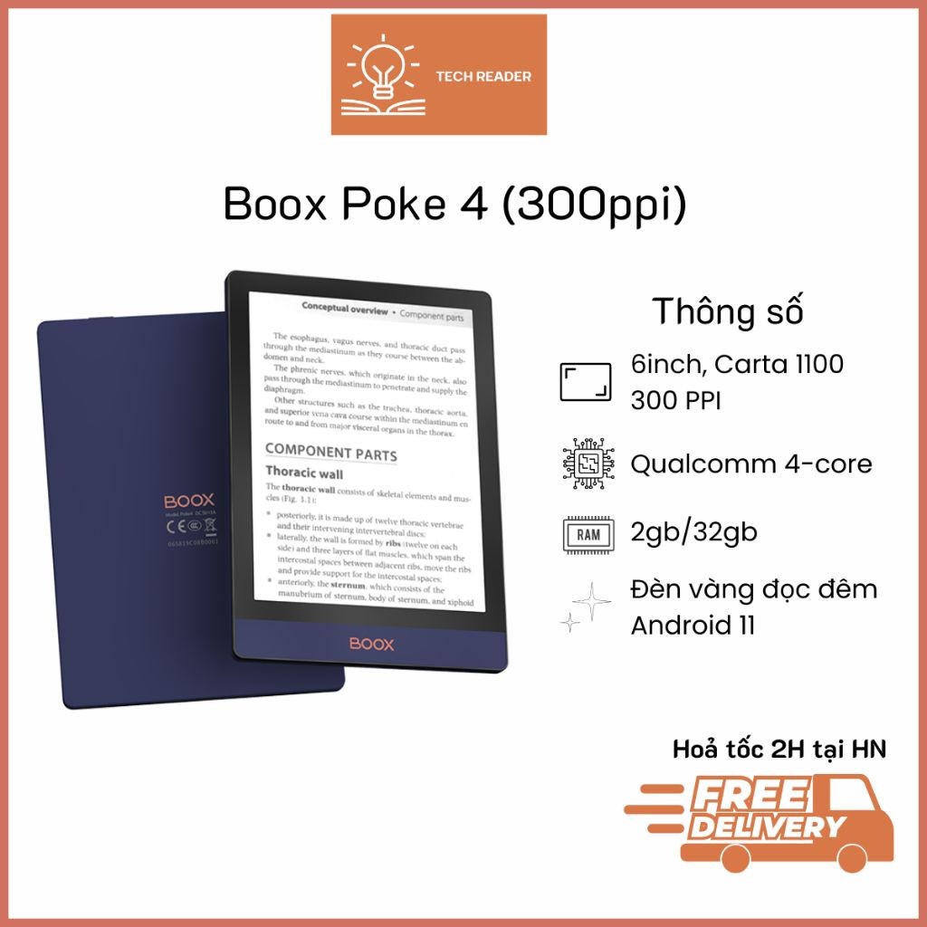 Máy đọc sách Boox Poke 4 Poke4 300ppi - Likenew tặng kèm ốp, giao diện Tiếng Việt | Shopee Việt Nam