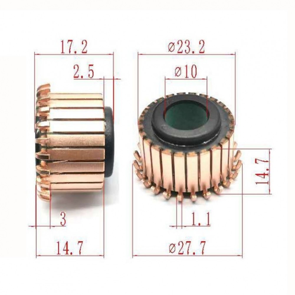 Boost Performance Copper Hook Electrical Motor Commutator 232 x 10 x ...