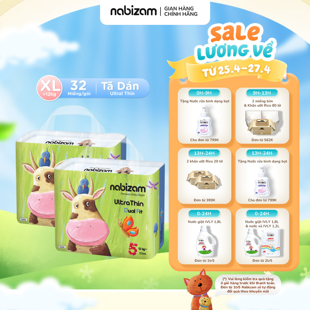 Combo 2 Bịch Bỉm Dán NABIZAM Ultra Thin Nội Địa Hàn Siêu Mỏng, Mềm ...