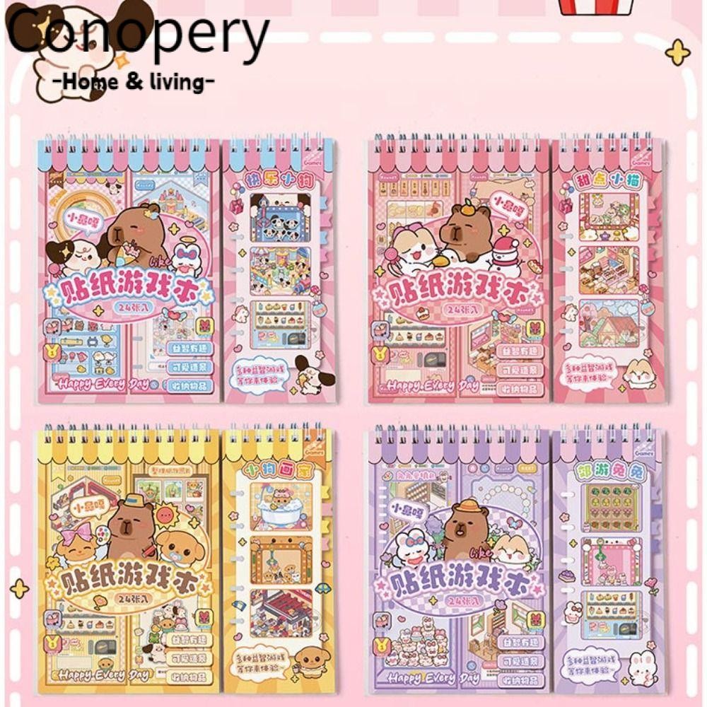 CONOPERY Capybara Sticker Book, Phim hoạt hình DIY Sách yên tĩnh ...