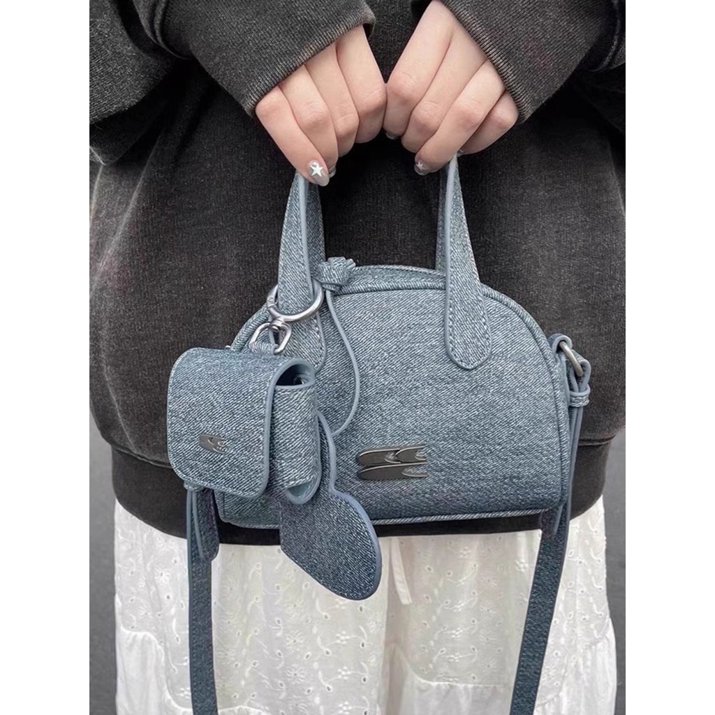 Rui YING Retro giả denim mini Boston Túi đeo chéo thời trang giản dị ...