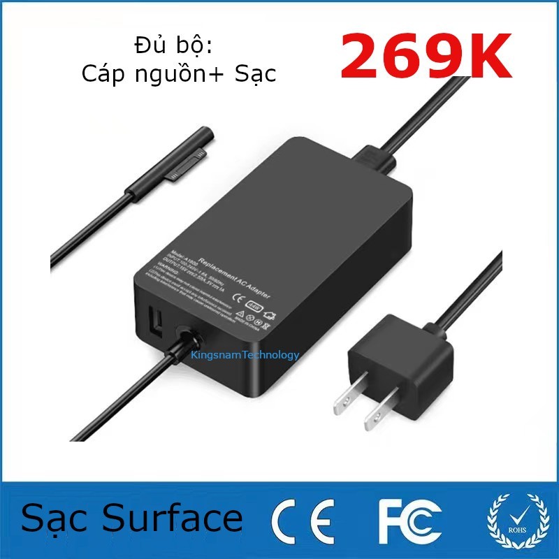 Sạc Surface Pro 4 5 6 7 15V-4A 15V 2.58A Microsoft Hub Model 1625 1724 ...