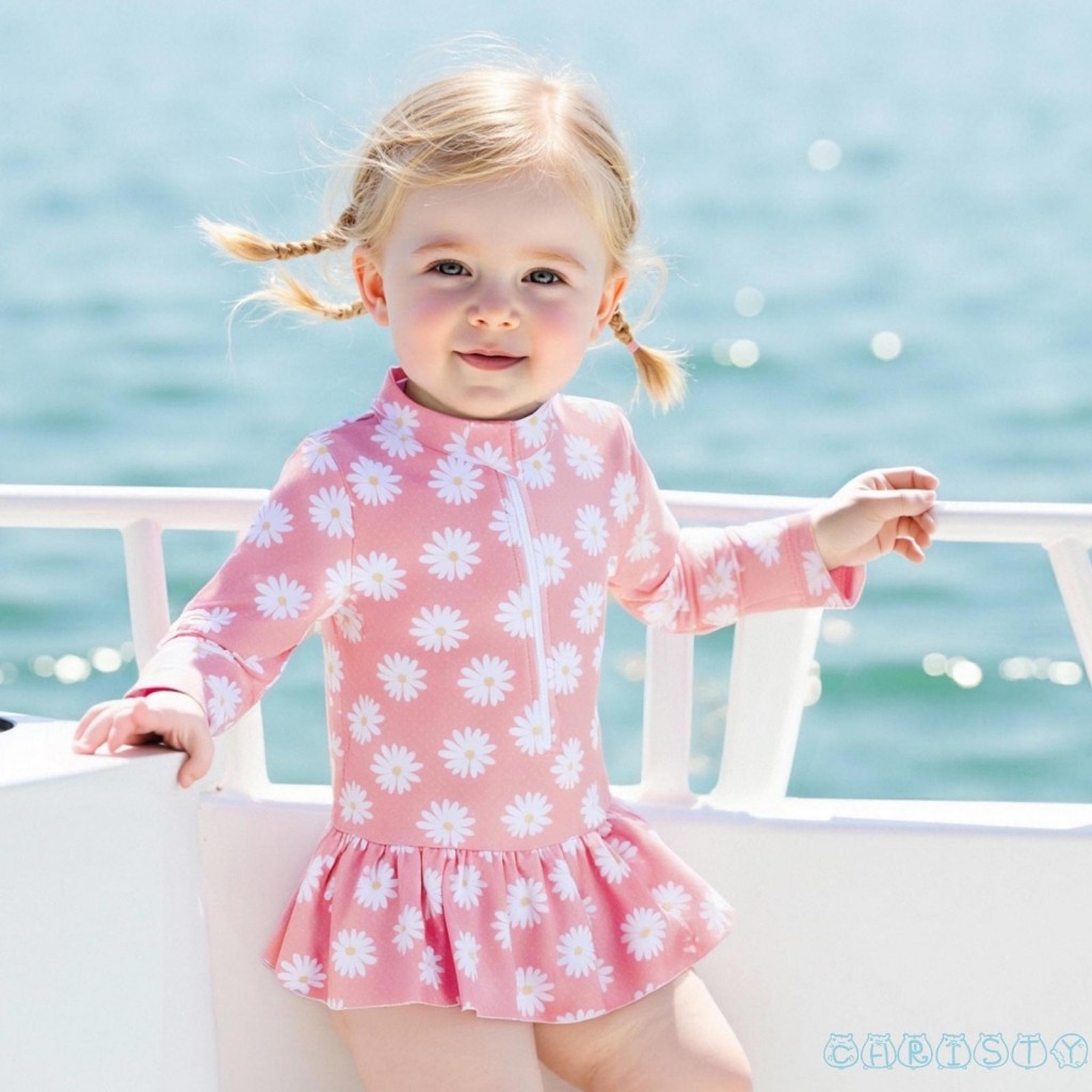 Cht-toddler Bé Gái Rash Guard Đồ Bơi Rompers Tay Dài In Hoa Cúc Cho Bé ...