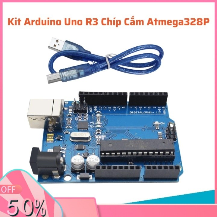 【Ready】KIT Mạch Arduino Uno R3 vi điều khiển ATmega328 Có Kèm Dây Cáp Extra I/O Pinout | Shopee ...