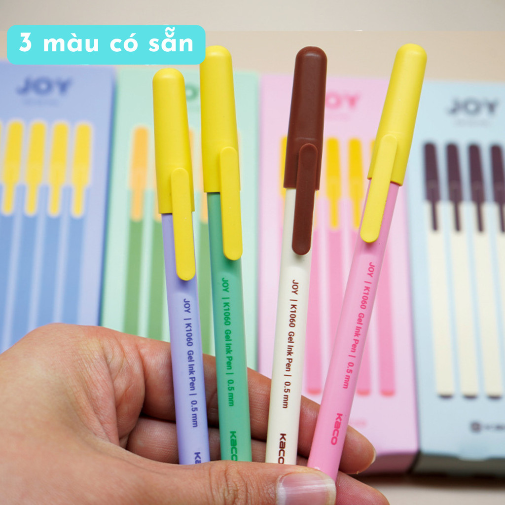 Bút Gel Kaco B168 Joy Pocky Mực Đen 0.5mm, Viết Trơn, Ghi Chép Mượt, Có Nắp Cài Gọn Gàng ...