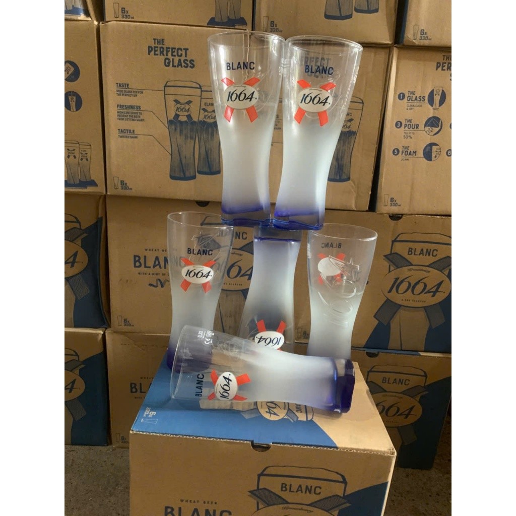 Set 6 Ly Bia Cao 330ml Nhập Khẩu Logo 1664 Blanc / Budweiser, Ly Dày ...