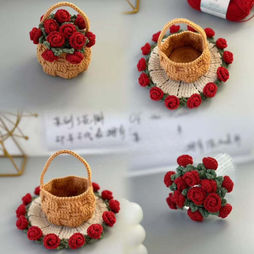 Diy Hoa Hồng Bó Hoa Coaster Chất Liệu Gói Ngày Lễ Tình Nhân Len Đan Bó ...