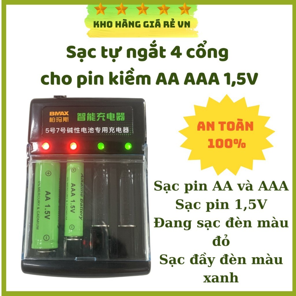 Bộ Sạc Pin AA Và AAA 1,5V Alkaline Rechargeable Chức Năng Tự Ngắt Có Đèn Led sỉ tại shop ...