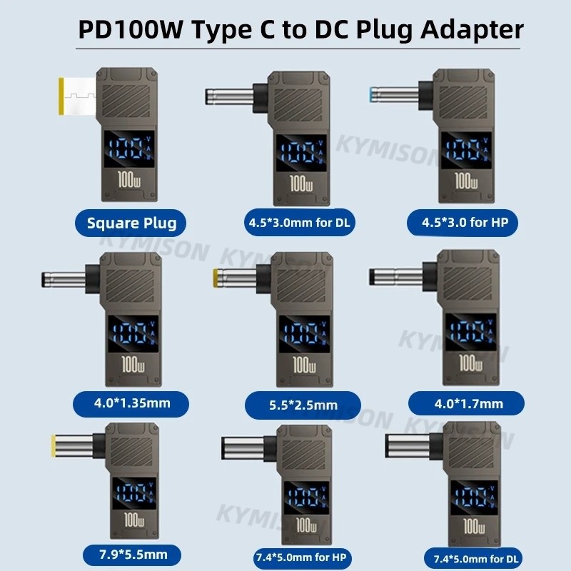 Bộ chuyển đổi phích cắm PD100W Type C sang DC USB C sang 4.5 * 3.0 / 5.5x2.5 / 7.4 * 5.0mm Jack ...