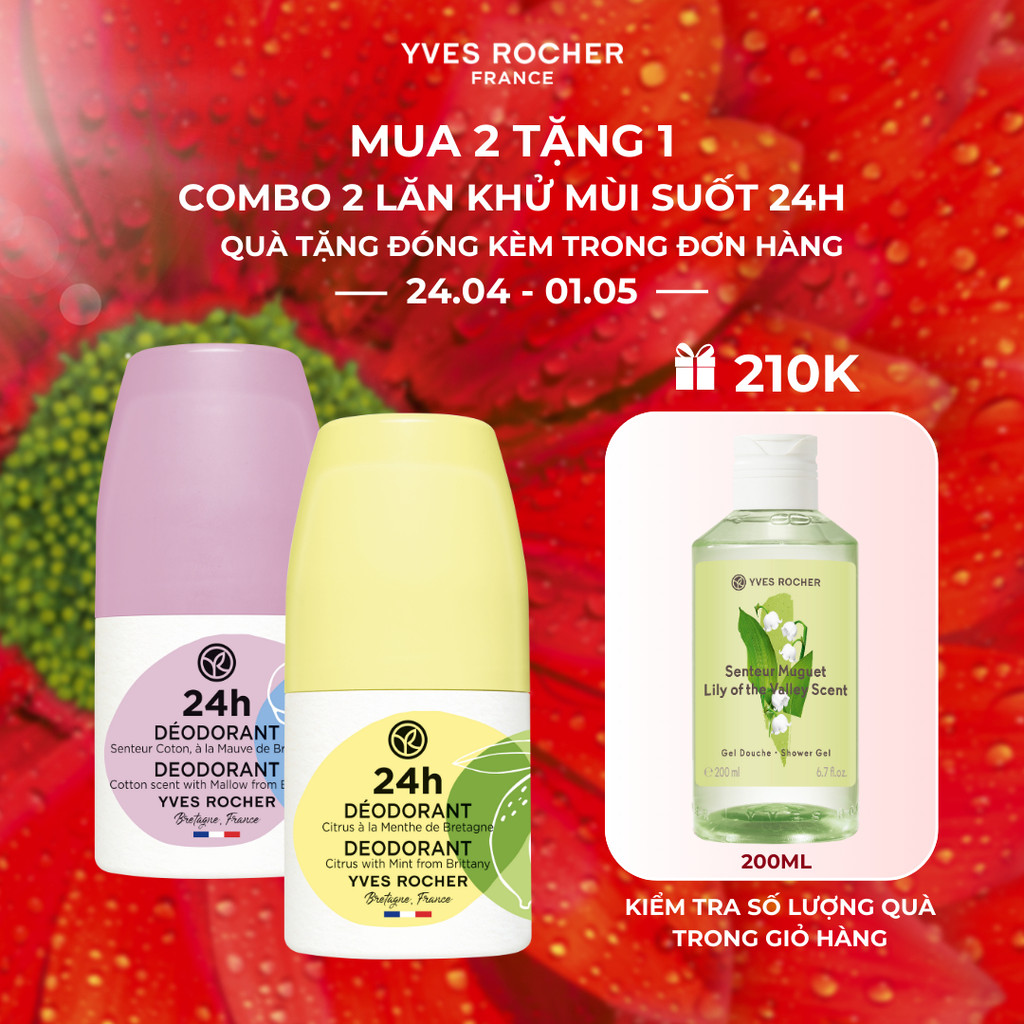 Combo 2 lăn khử mùi ngăn mùi suốt 24H Yves Rocher 50mlx2 | Shopee Việt Nam