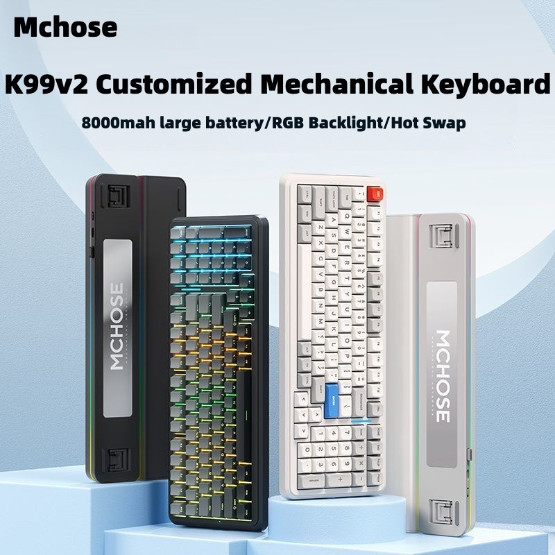Mcose K99 V2 Cấu trúc đệm bàn phím cơ tùy chỉnh 2.4g Bluetooth không dây Trò chơi thể thao điện ...