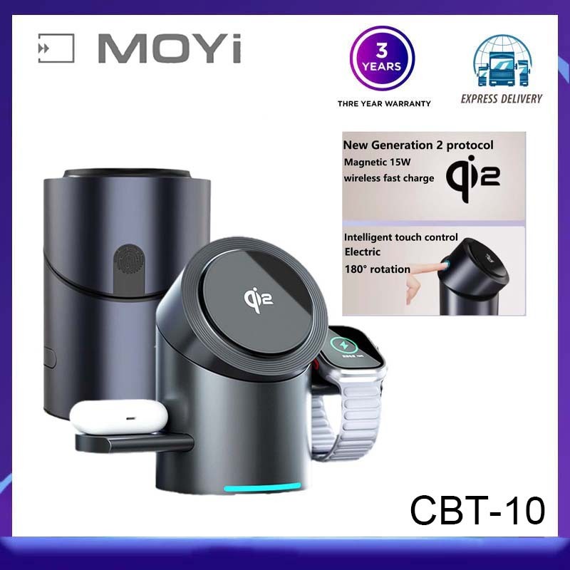 Bộ sạc không dây MOYI CBT-10 Qi2 Trạm sạc 3 trong 1 20W công suất cao sạc nhanh cảm ứng thông ...