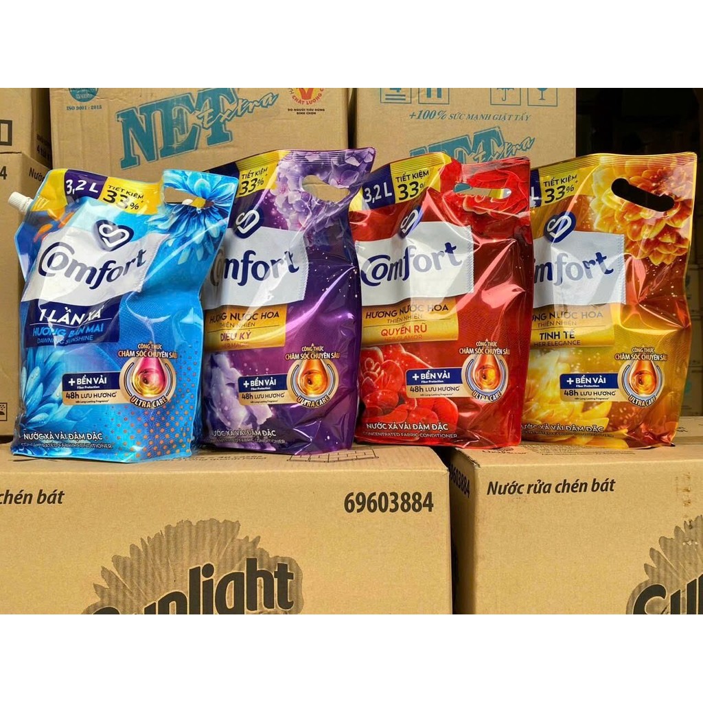 Nước Xả Vải Comfort túi 3,1L/3Lđậm đặc lưu hương từ trên 48H-100 (bao ...
