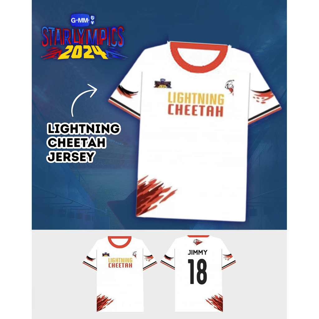 Gmmtv STARLYMPICS 2024 / LIGHTNING CHEETAH Jersey Trắng Cổ Tròn Tay ...