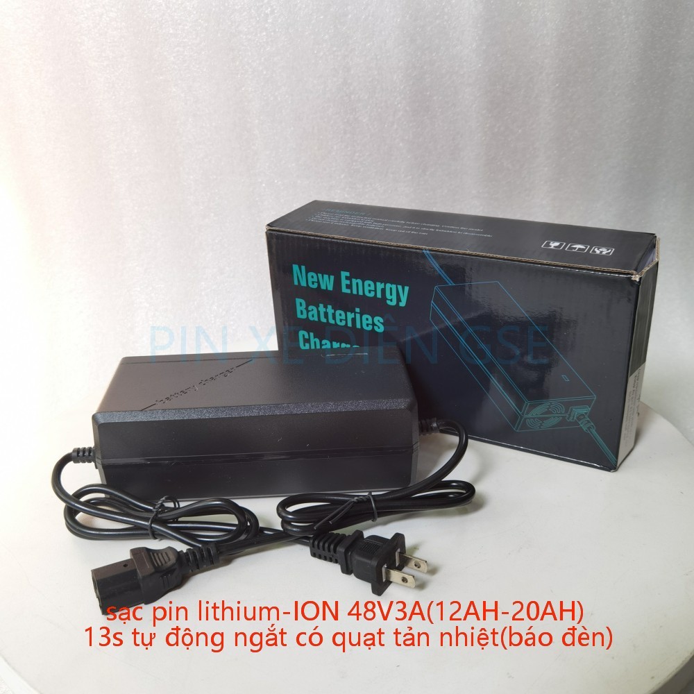 sạc pin lithium-ION xe điện 48V3A(12AH-20AH) 13s tự động ngắt có quạt tản nhiệt(báo đèn ...