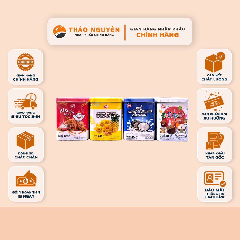 [Bánh hộp thiếc Siam Food] Bánh que cọng gà cay Thái Lan hộp thiếc 400gr Siam Food | Shopee Việt Nam