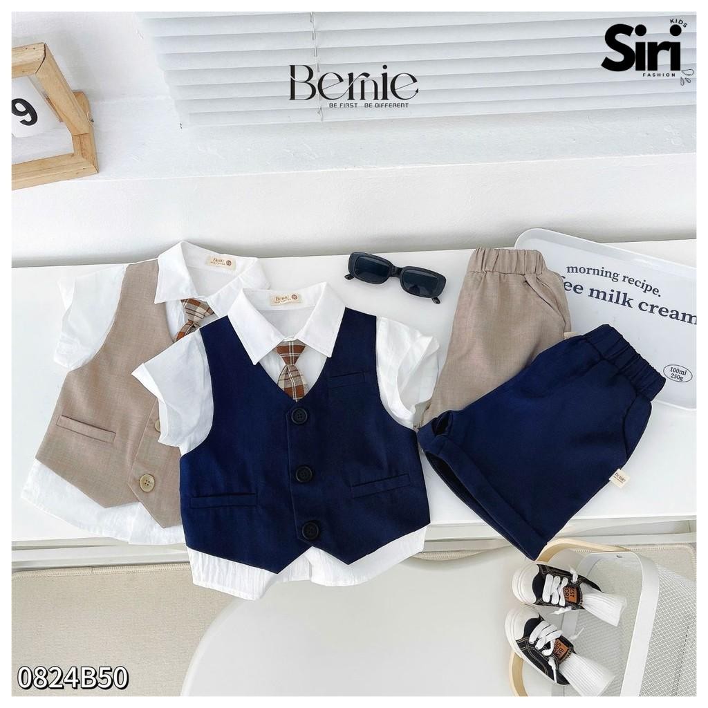 Set bộ công tử vest gile mặc sinh nhật thôi nôi gile dính liền áo sơ mi ...