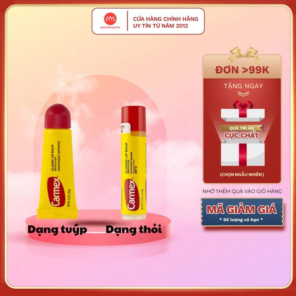 ( Mẫu mới ) Son dưỡng môi chống nắng SPF15 Carmex Classic Lip Balm Medicated dạng thỏi/tuýp 10g ...