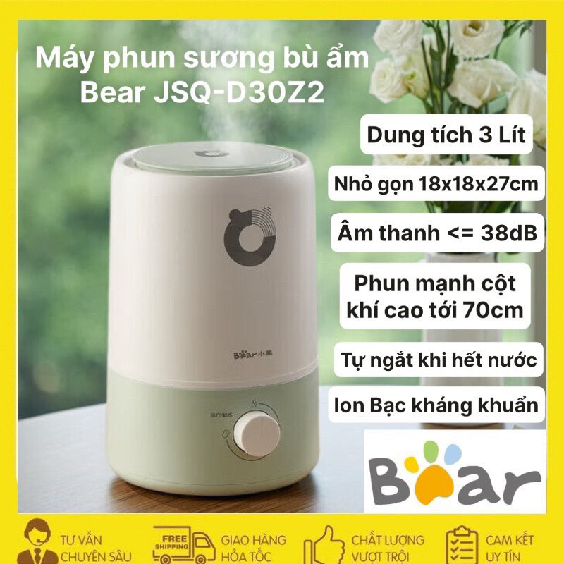 [SALE] Máy phun sương bù ẩm BEAR 3L JSQ-D30Z2 chứa ion Bạc mẫu mới cao cấo phun cao tới 70cm ...