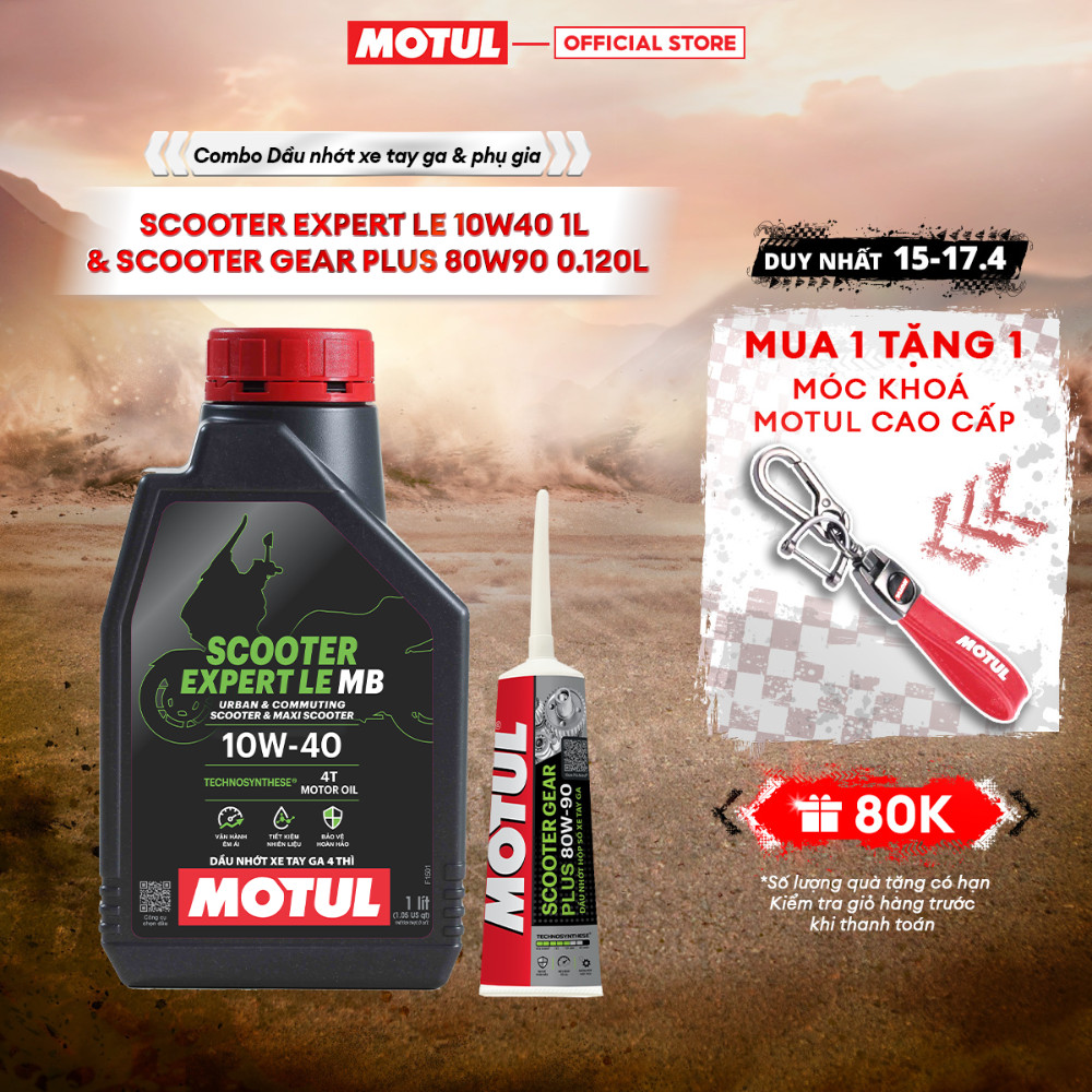 Combo Dầu nhớt xe tay ga MOTUL SCOOTER EXPERT LE 10W40 1L và Dầu hộp số ...