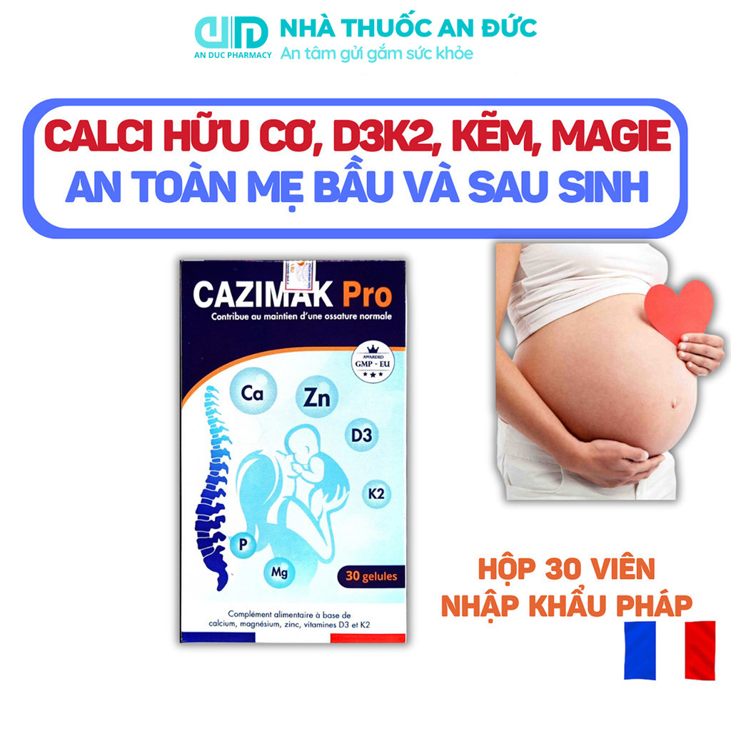 Canxi cho bà bầu Cazimak Pro - Canxi hữu cơ, bổ sung canxi, Vitamin d3 ...