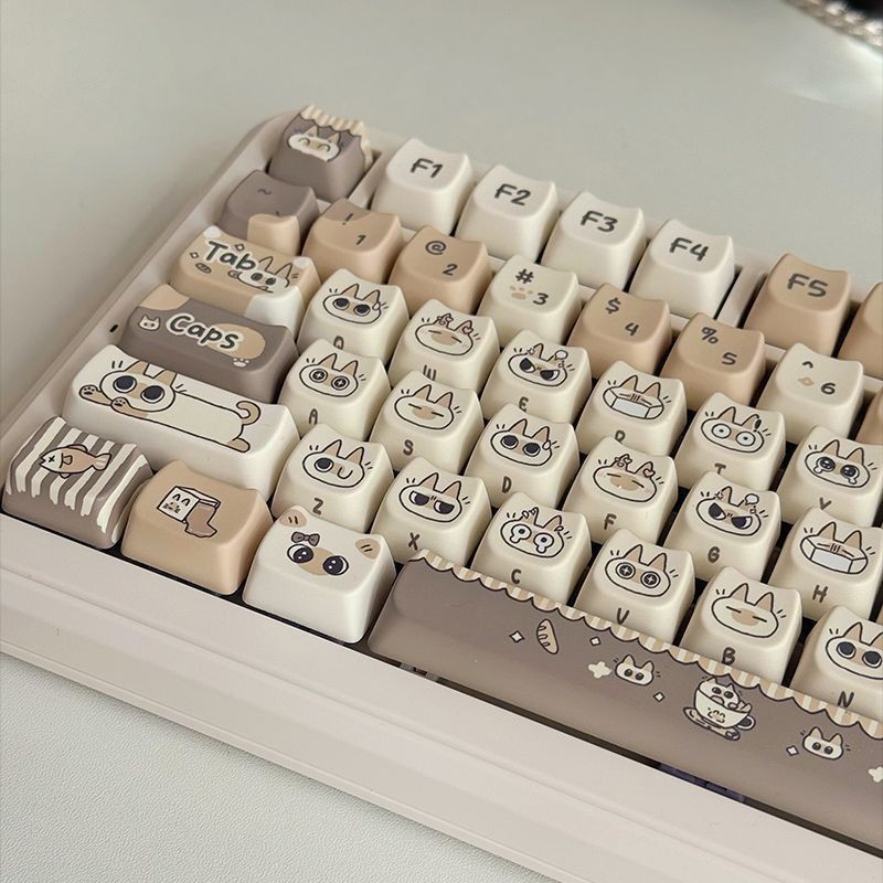 Cà Phê Mèo Keycap MAO Profile Emoji Pack Chất Liệu PBT Năm Mặt DYE ...