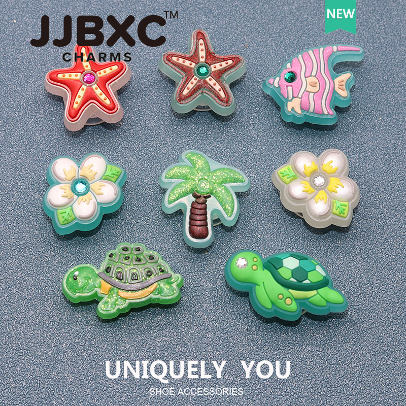 JJBXC Charm phụ kiện giày Khóa Trang Trí Rùa Xanh & Thực Vật & Sao Biển ...