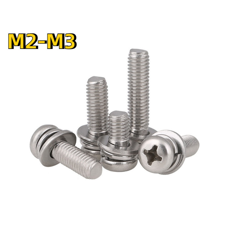 [Mdx] Đầu tròn kết hợp bằng thép không gỉ 316 Đầu tròn Ba kết hợp Đầu đĩa Phillips Máy giặt ...