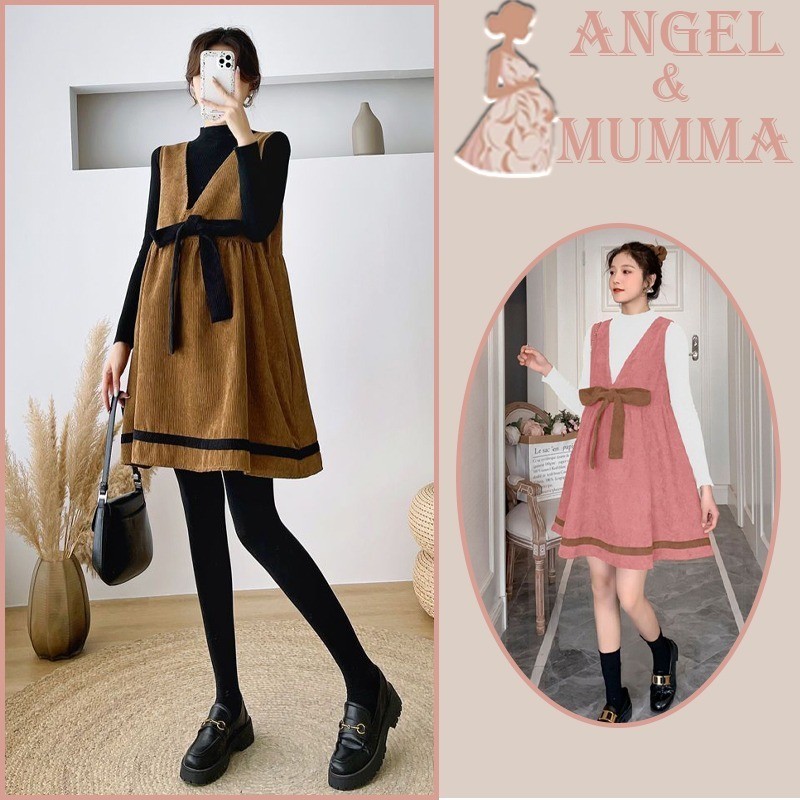 Angel & MUMMA2024 Xuân Thu Mới Váy Bà Bầu Bộ Hai Mảnh Rời Thường Ngày ...