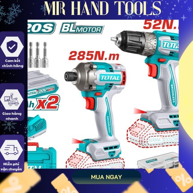 Bộ combo máy siết vít TIRLI2028 & máy khoan vặn vít TDLI204531 Không ...