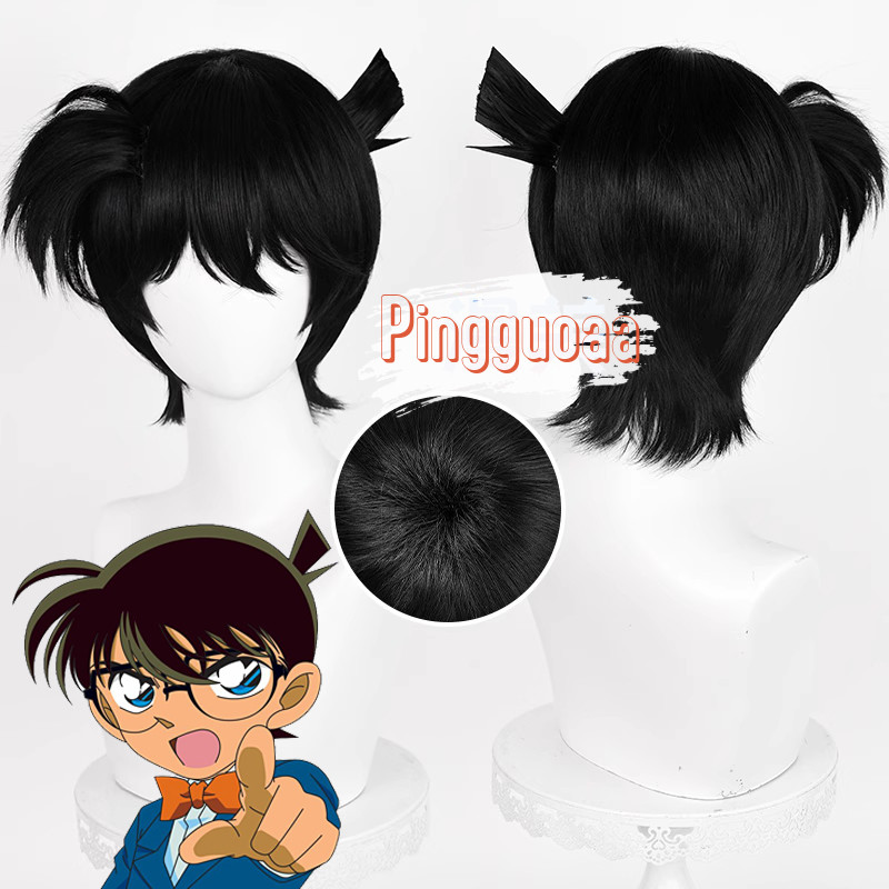 【Manmei】Detektiv Conan Edogawa Conan Cosplay Wig 30cm Black Short Heat ...