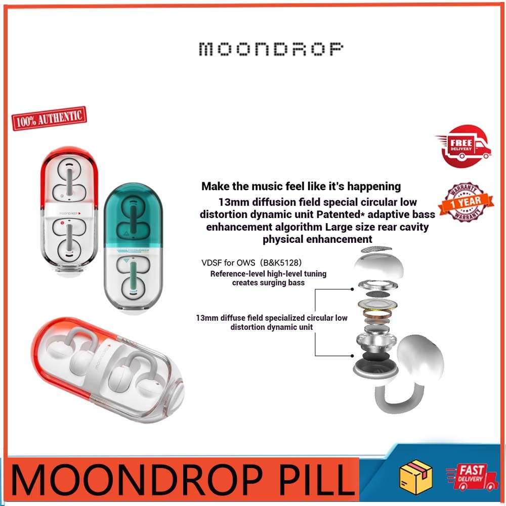 MOONDROP PILL Music Capsule OWS Ear Clip Tai nghe thể thao không dây ...