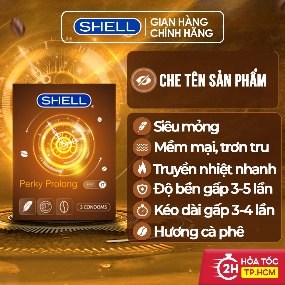 Bao cao su Shell Perky Prolong kéo dài thời gian, hương cà phê - Hộp 3 cái | SHELL CHÍNH HÃNG ...