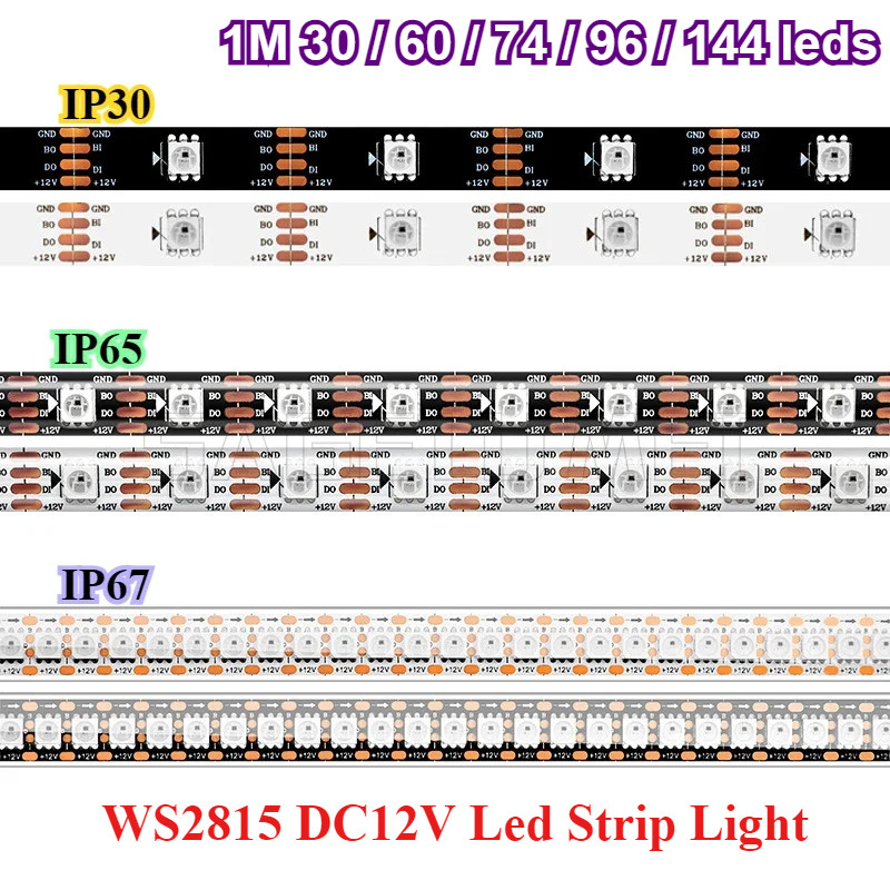 Đèn LED dải 1M WS2815 DC12V 30 / 60 / 74 / 96 / 144leds / m (WS2812B ...