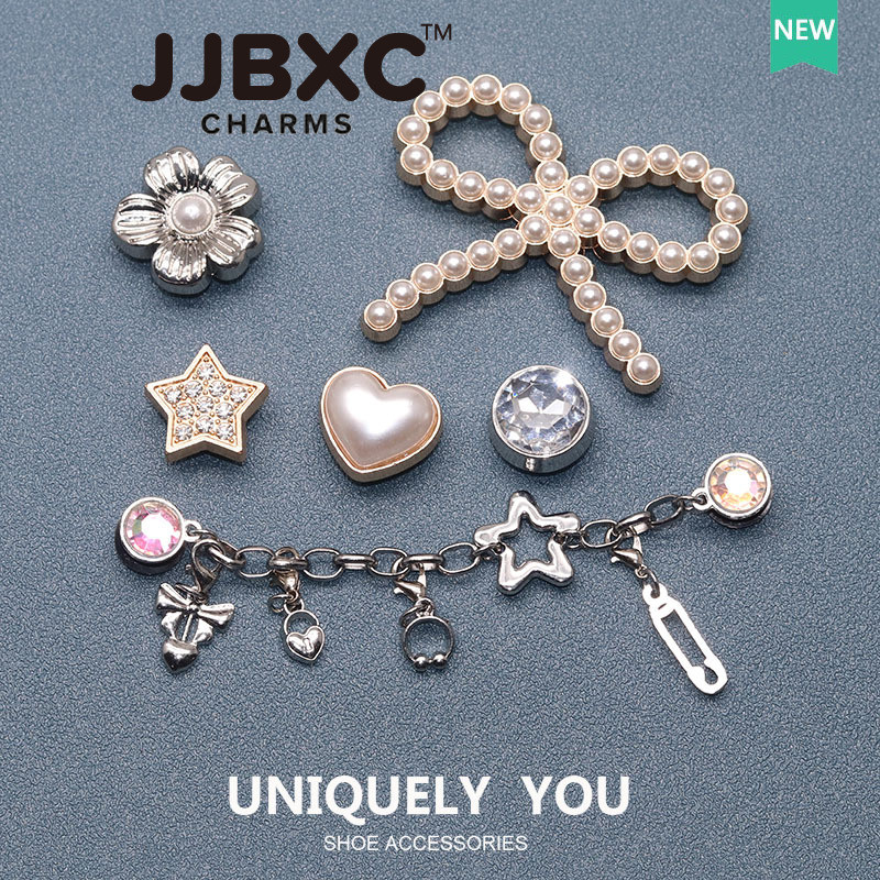 JJBXC Charm phu kien giay Cross Khoa trang tri bac kim loai ngoc trai ...