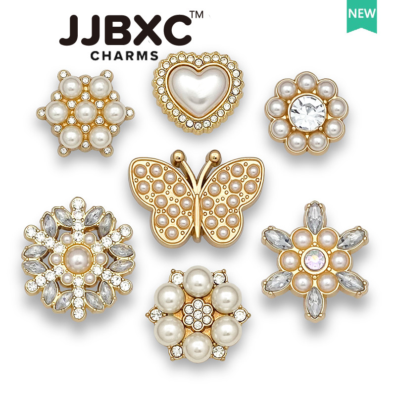 JJBXC Charm phu kien giay Cross Khoa trang tri kim loai ngoc trai kim ...