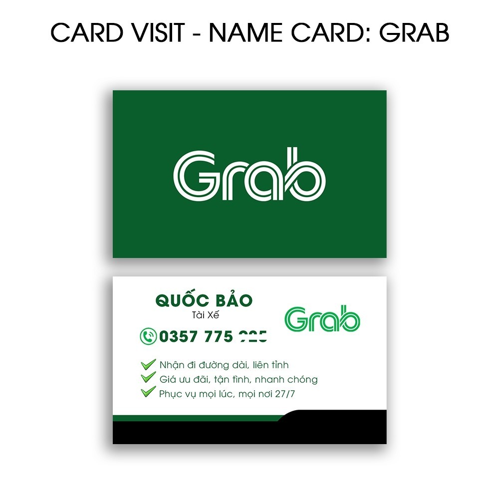 In Danh Thiếp Card Visit | Name Card TAXI GRAB | In Theo Yêu Cầu | MS ...