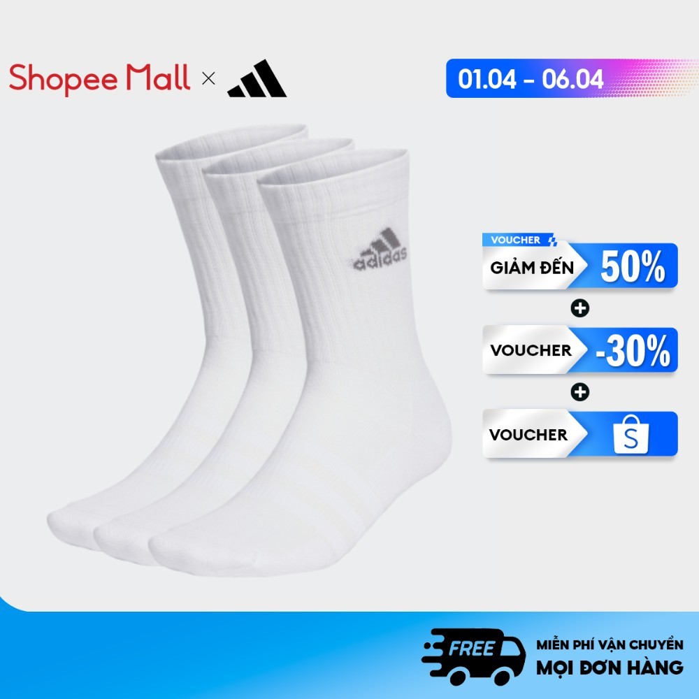 Bộ 3 Đôi Tất Cao Cổ Có Đệm adidas Unisex trắng IA3949 | Shopee Việt Nam