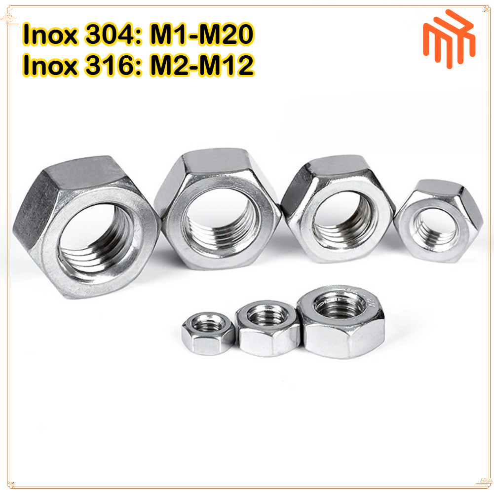 [MX1] Đai Ốc, Tán Dẹp, Tán Ecu Inox 304/INOX316 Dùng Cho Bulong M1-M20 ...
