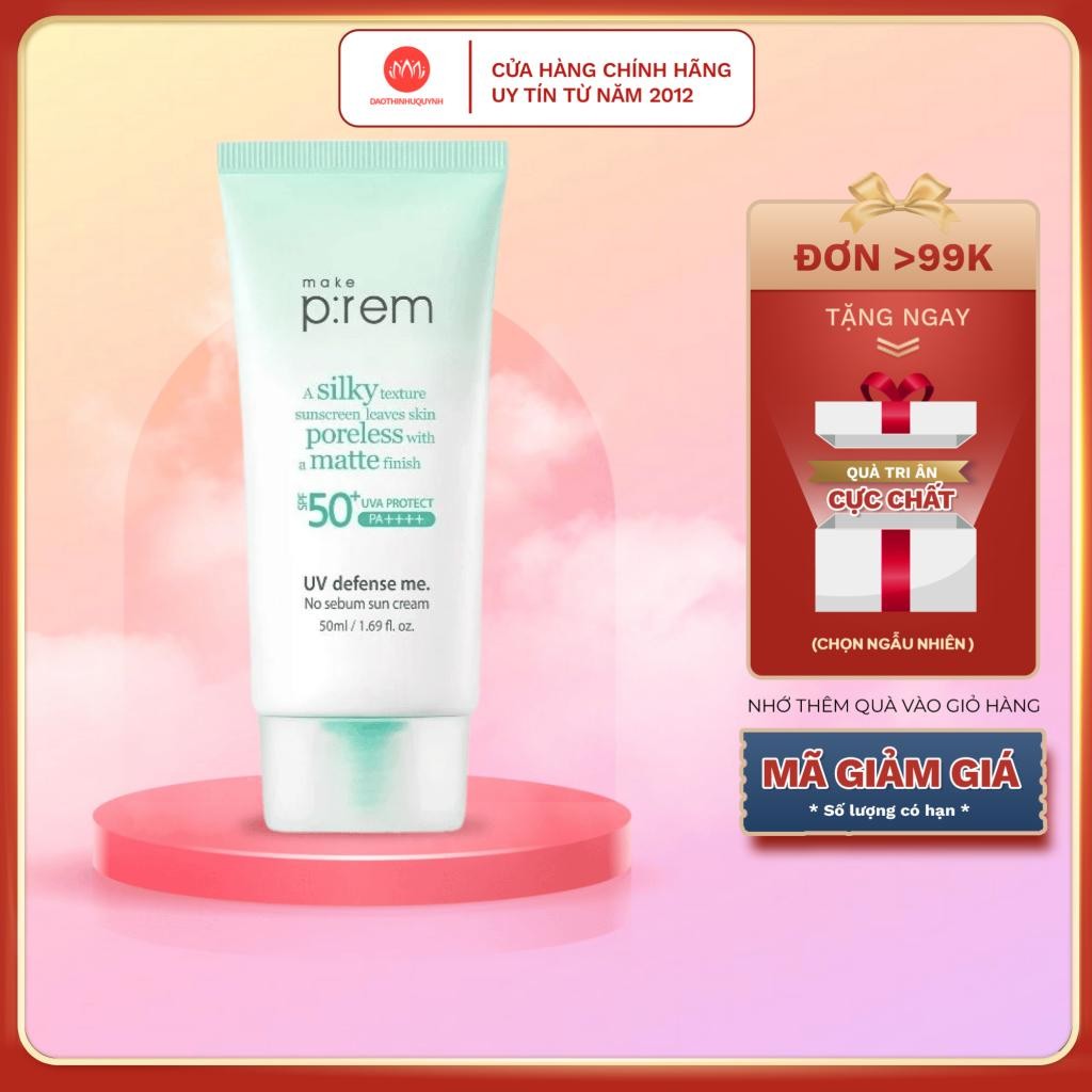 Kem chống nắng kiềm dầu MAKE P:REM Xanh Lá No Sebum Sun Cream SPF50 ...