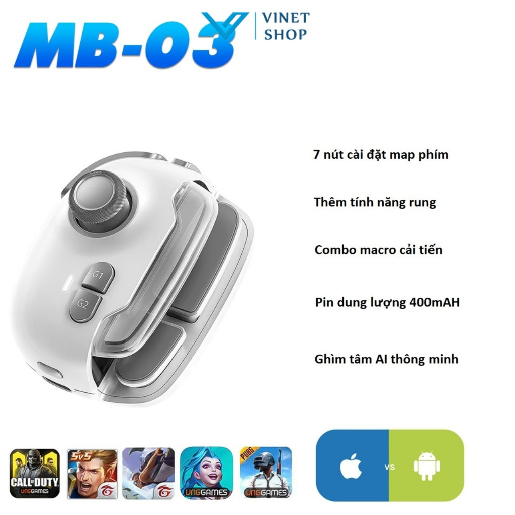Tay cầm chơi game điện thoại AOBING/H18/MB02/MB03 joystick giúp ghìm tâm auto tap macro chơi ...