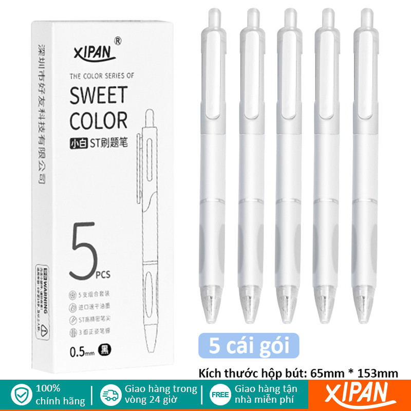 Xipan Bút gel bấm ngòi ST 0.5mm bút bi nước mực đều nhanh khô, Mực Đen ...