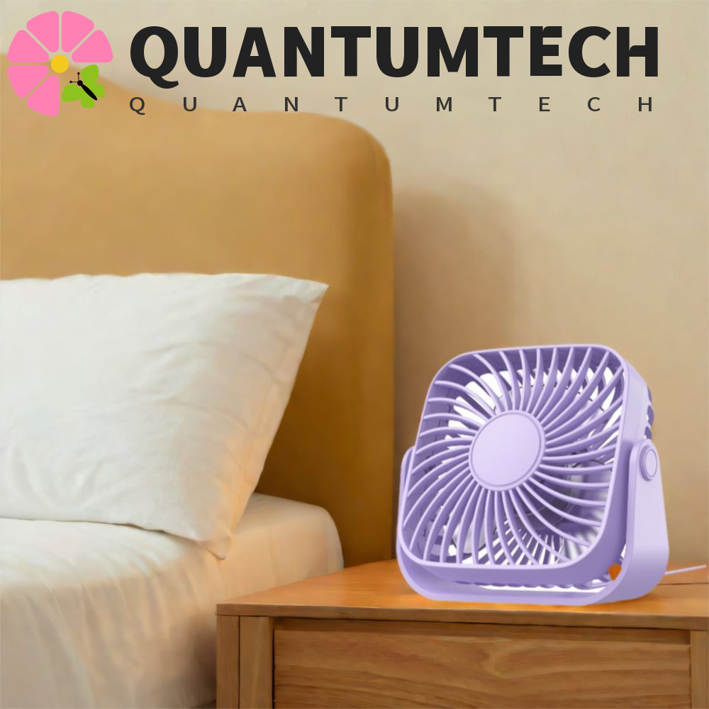 Quạt để bàn QUANTUMTECH, 3 tốc độ 360° Quạt điện tử xoay, Vuông di động có độ ồn thấp Sạc USB ...